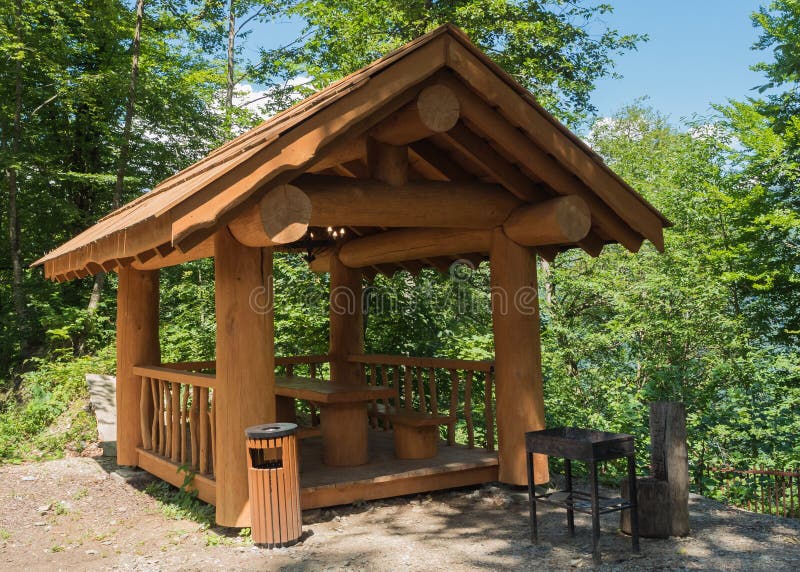 Beautiful Summer House from a Log of a Large Tree with Barbecue for ...