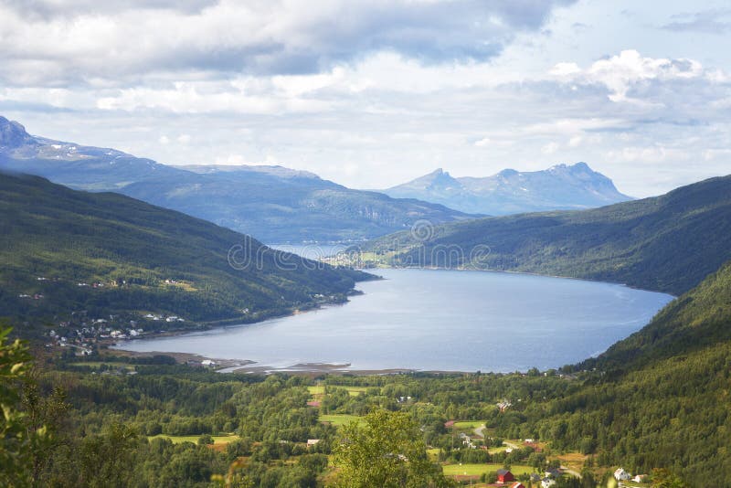 Beautiful Summer Norwegian Landscape with Lake and Mountains Stock ...