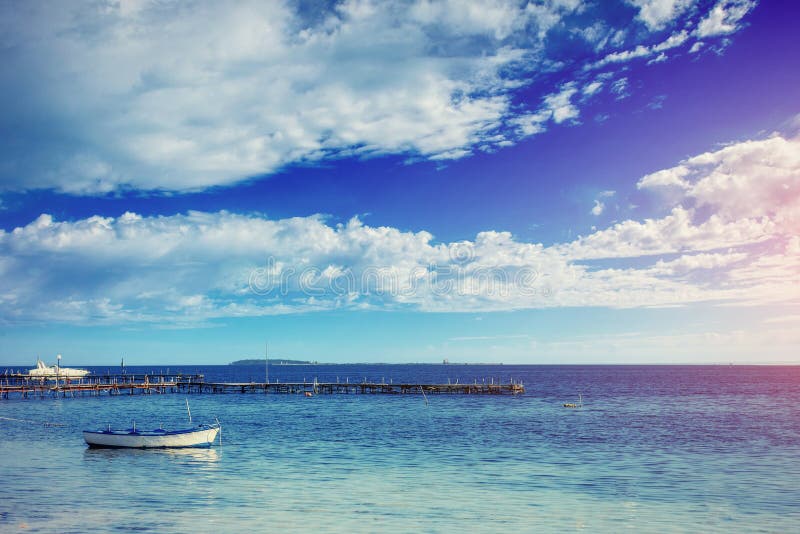 Beautiful Summer Scene of Calm Seas and Boat Stock Image - Image of ...