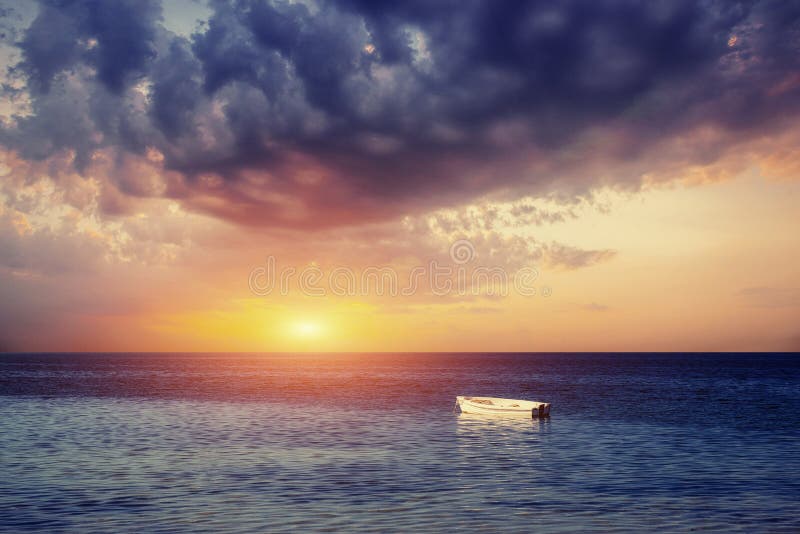 Beautiful Summer Scene of Calm Seas and Boat. Stock Photo - Image of ...