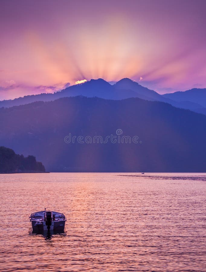 Beautiful Summer Sunset on the Orta Lake, Italy Stock Photo - Image of ...
