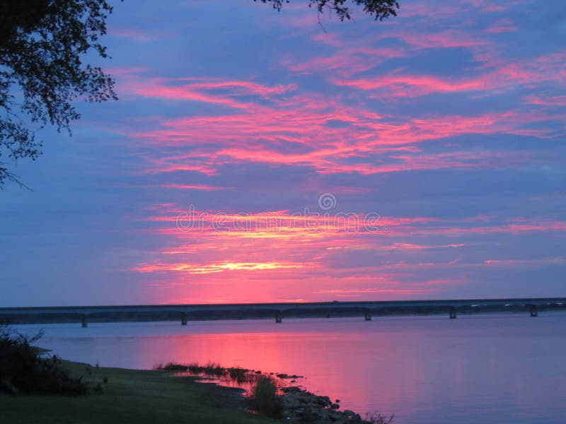 Summer Sunset Over Lake Texoma Stock Photo - Image of sunlight, lake ...