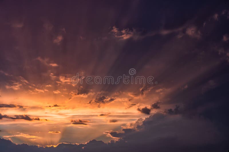 Beautiful Sun Beams in a Sky Over Dramatic Stormy Clouds Stock Image ...