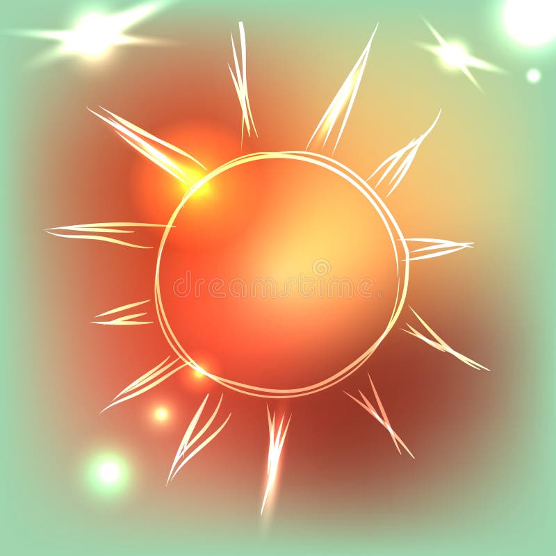 Beautiful Sun on Colorful Background with Neon Lights, Vector ...