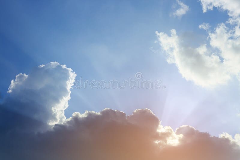 Beautiful Sun Light on Blue Sky Background Stock Photo - Image of light ...