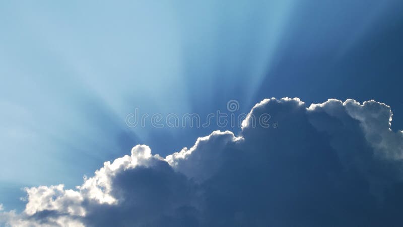 Sun Rays Behind Clouds Above the Lake Stock Photo - Image of lake ...