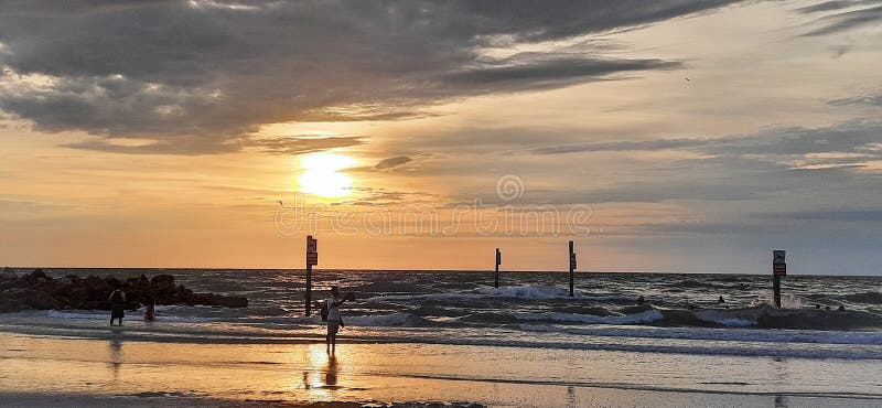 Beautiful Sun Setting on Florida Beach Stock Photo - Image of sunrise ...