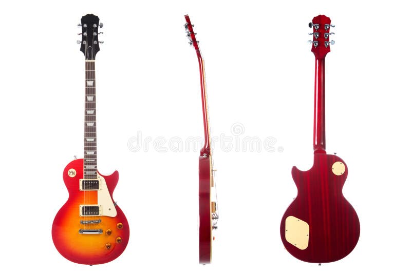 Beautiful Sunburst Electric Guitar Front/back/side Stock Image - Image ...