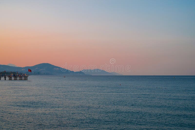 Beautiful Sundawn Scene on Alanya Beach Stock Photo - Image of ...