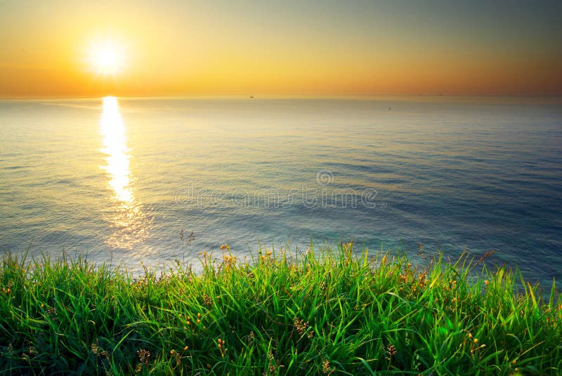 Sunset sunny beach stock photo. Image of blue, landscape - 35197134