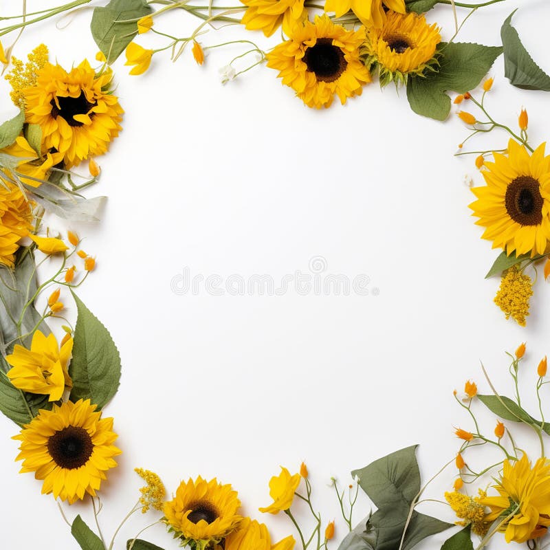 Beautiful Sunflower Frame Nature S Elegance Stock Illustration ...