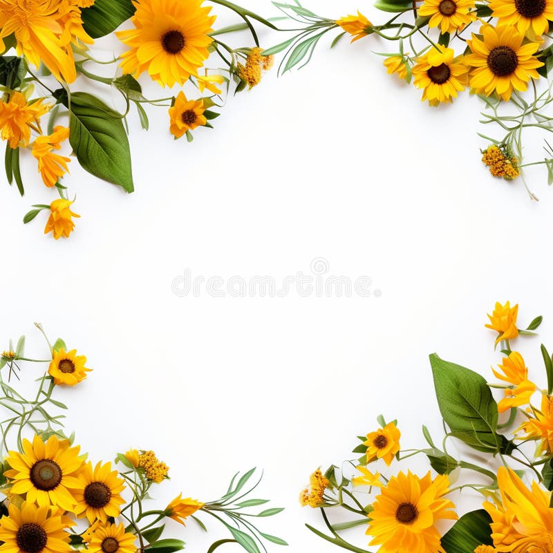 Beautiful Sunflower Frame Timeless Elegance Stock Illustration ...