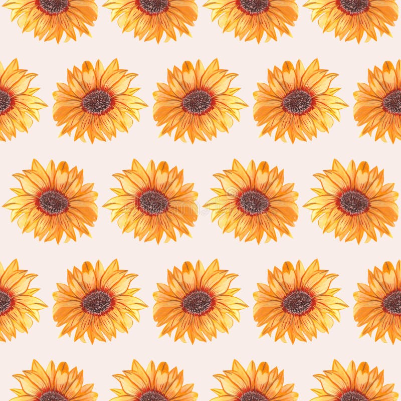 Sunflowers Seamless Background Stock Vector - Illustration of artistic ...