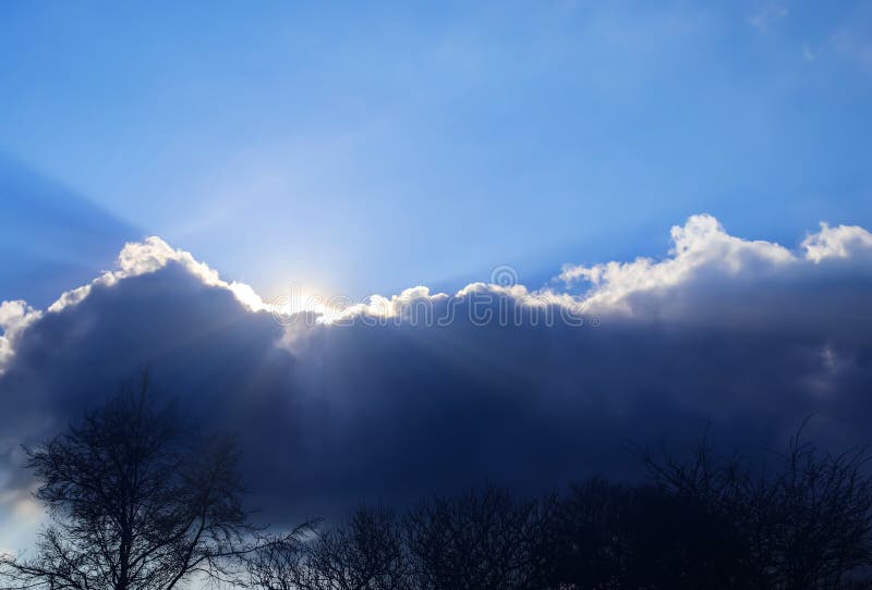 Beautiful Sunlight Beams through a Stunning Cloudscape in the Sky Stock ...
