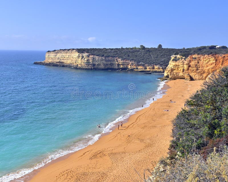 Beautiful Sunny Beach with Tall Cliffs Stock Photo - Image of clear ...
