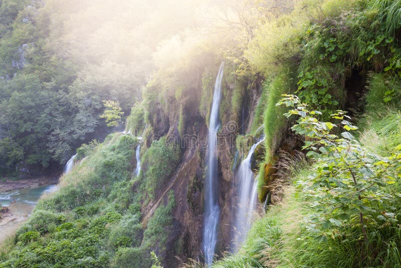 Beautiful Sunny Tropical Waterfalls Stock Image - Image of nature ...
