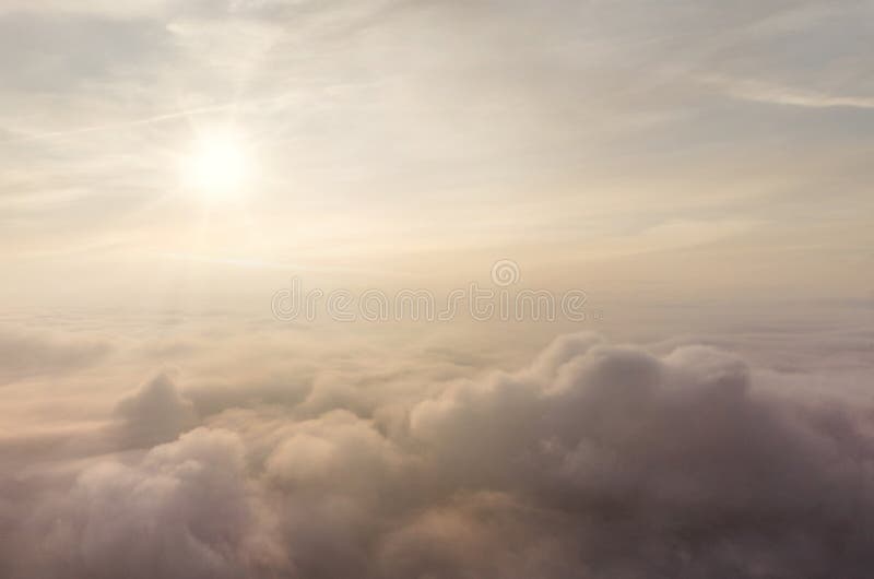 Beautiful Sunrise Above Clouds View from Airplane Stock Image - Image ...