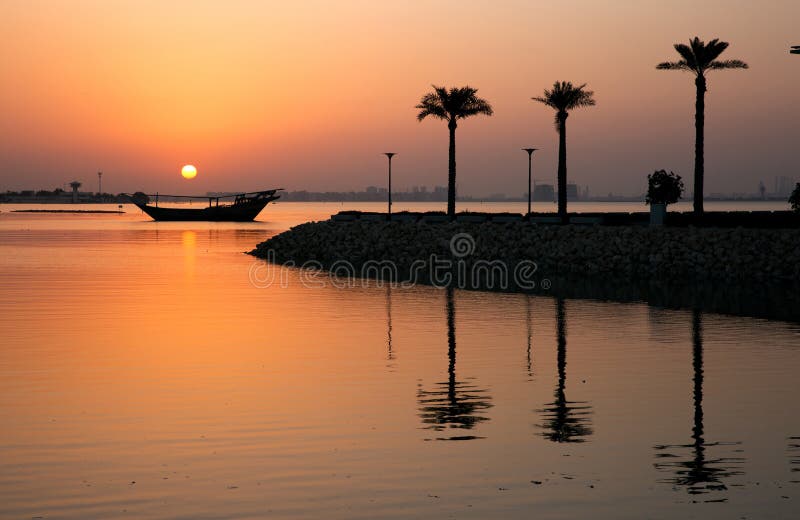 Beautiful sunrise, Bahrain stock photo. Image of arabian - 213831830