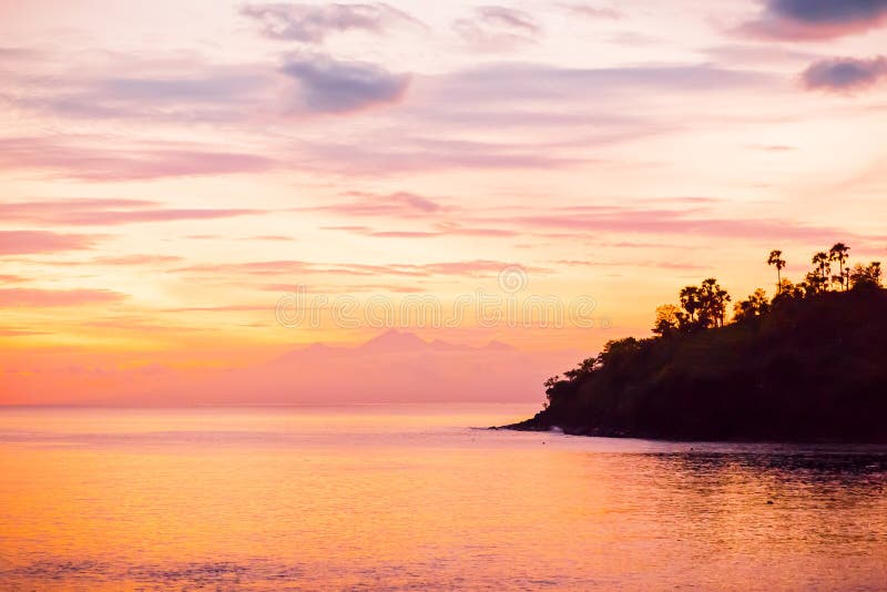 Beautiful sunrise in Bali stock image. Image of lombok - 77991301