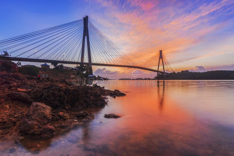 Beautiful Sunrise at Barelang Bridge Batam Island Editorial Stock Image ...