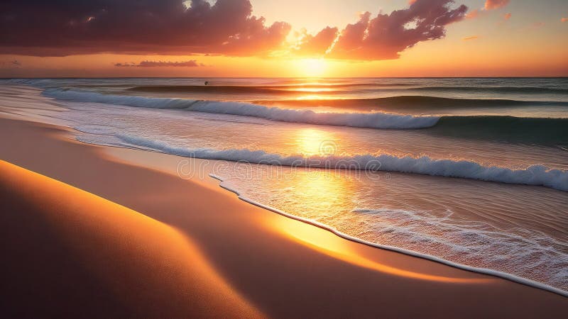 Beautiful Sunrise on the Beach. 3d Render Stock Illustration ...