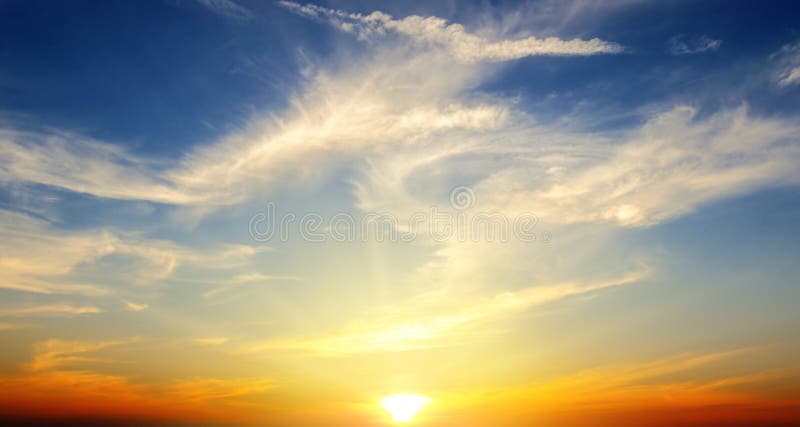 Beautiful Sunrise on Blue Sky Stock Image - Image of idyllic, light ...