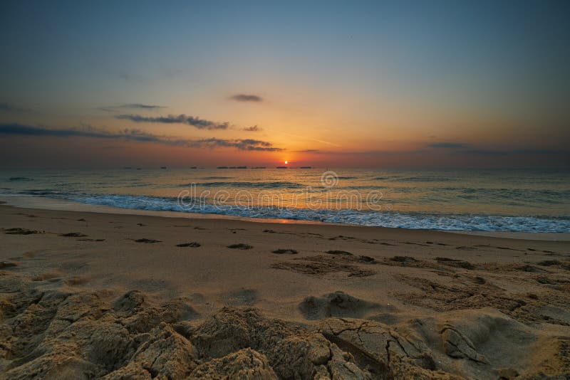 Beautiful Sunrise on a Calm Sea Stock Image - Image of calm, beach ...