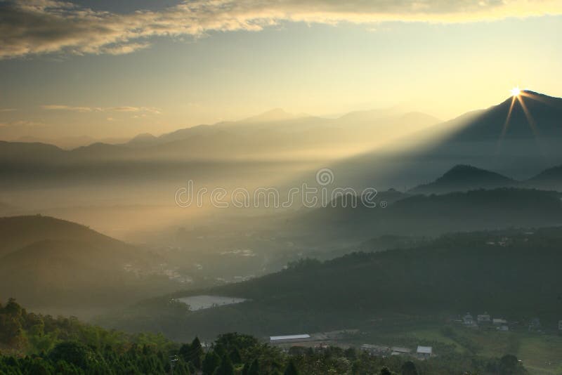 Beautiful Sunrise with Clear Sky and Mountain Stock Image - Image of ...