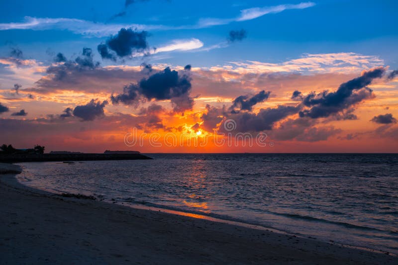 Beautiful Sunrise Cloudscape. Water Horizon Over Water Stock Photo ...
