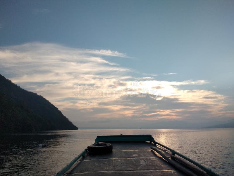 The Beautiful Sunrise in Danau Ranau Sumatera Stock Photo - Image of ...