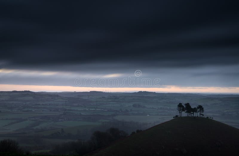 Beautiful Sunrise Dawn Landscape of Hills Overlooking Brightly L Stock ...