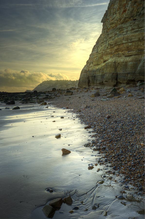 Beautiful Sunrise Landscape Over Beach with Cliff Stock Image - Image ...