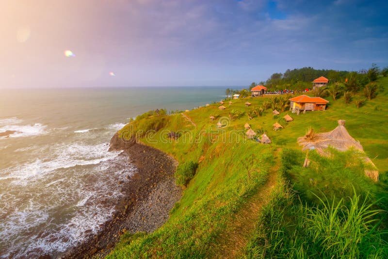 Beautiful Sunrise in Menganti Beach Stock Photo - Image of outdoor ...