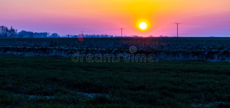 Beautiful Sunrise at Morning Over Huge Fields Stock Photo - Image of ...
