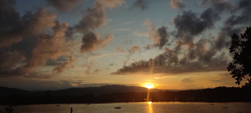 Beautiful Sunrise in the Morning after Rain in Indonesia Stock Photo ...