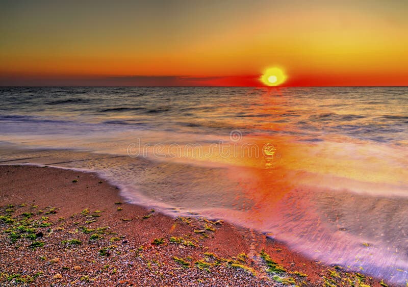 Beautiful Sunrise Over the Beach Stock Image - Image of water ...