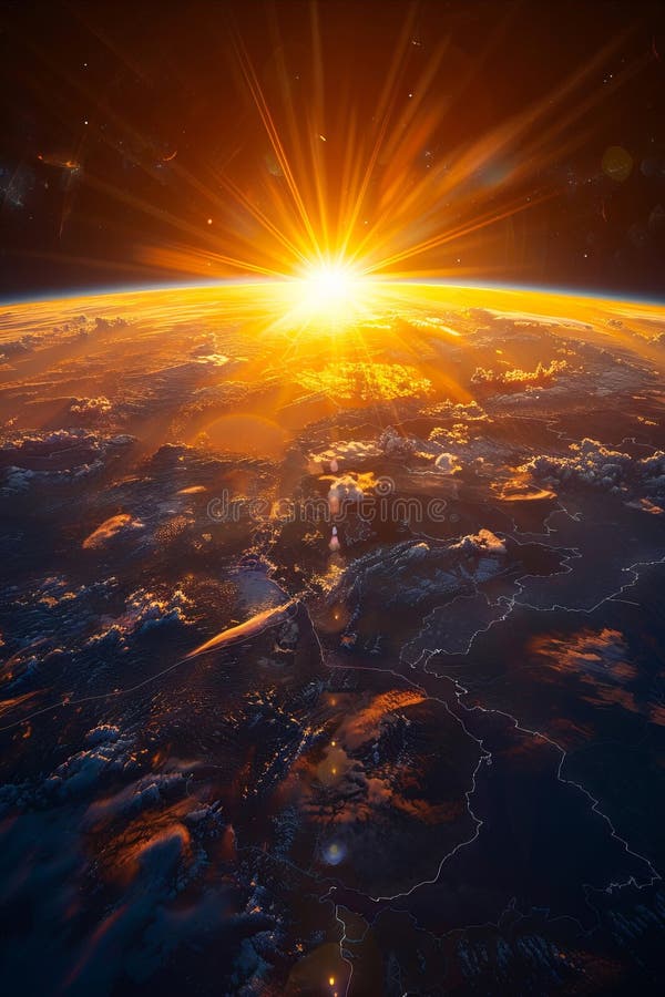 A Beautiful Sunrise Over the Earth Stock Photo - Image of sunset, shine ...