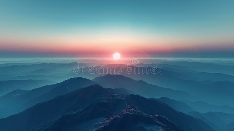 Beautiful Sunrise Over the Mountains 3d Render Illustration Stock ...