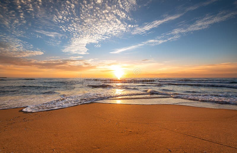 Beautiful Sunrise Over the Pacific Ocean Stock Image - Image of beach ...