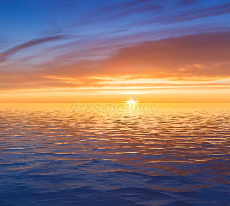 Beautiful Sunrise Over Sea with Reflection in Water Stock Image - Image ...