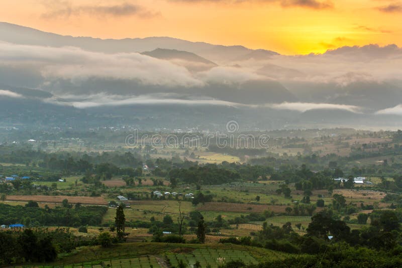 Beautiful Sunrise Over the Valley Stock Photo - Image of life, forest ...