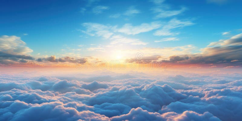 Beautiful Sunrise Sky Above Clouds with Dramatic Light in the Morning ...