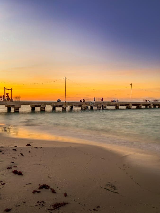 A Sunrise Under De Bridge in Puerto Progreso Stock Photo - Image of ...