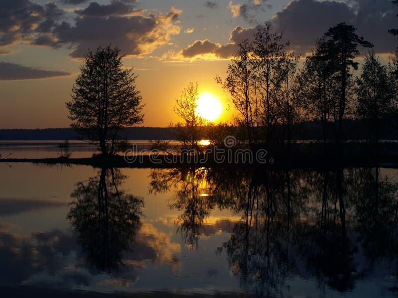 Sunset over swamp stock photo. Image of silhouette, scenic - 240344