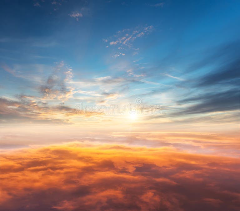 Beautiful Sunset Above Clouds Stock Photo - Image of abstract, evening ...