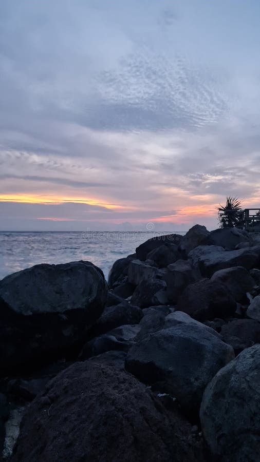 Beautiful Sunset in Aceh from Seaside & X28;Lampuuk Beach& X29; Stock ...