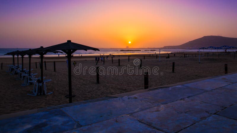 Beautiful Sunset In Agadir, Morocco Stock Photo - Image of calm ...