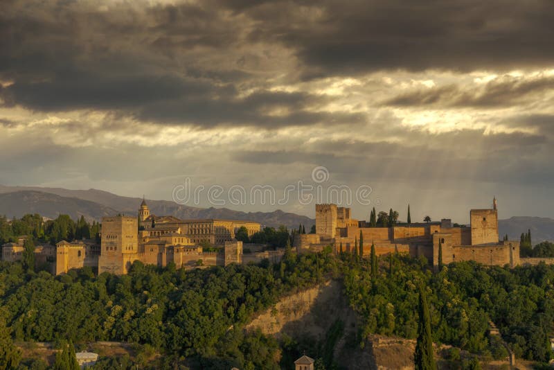 Sunset in Alhambra stock photo. Image of alhambra, mountain - 22017790