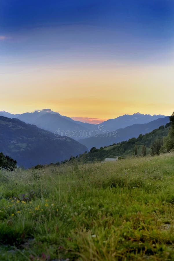 Beautiful Sunset in Alpine Mountains Stock Photo - Image of nature ...