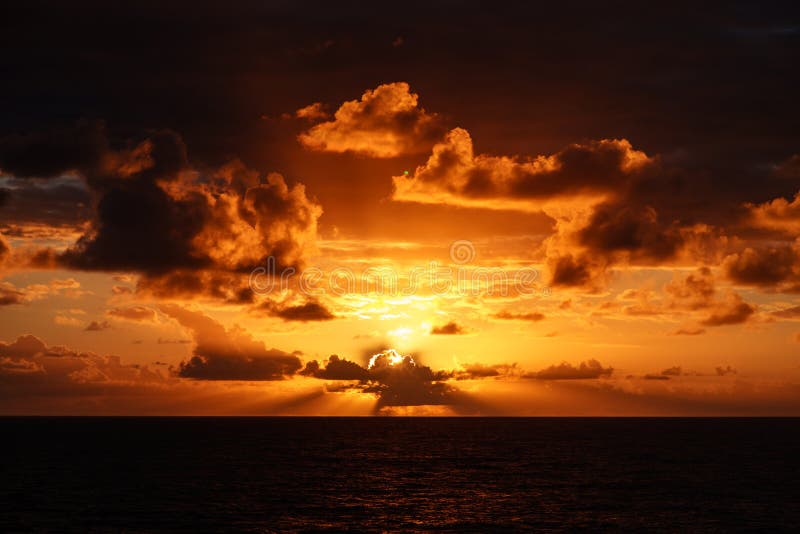 Beautiful Sunset in Atlantic Ocean with Amazing Clouds Stock Photo ...